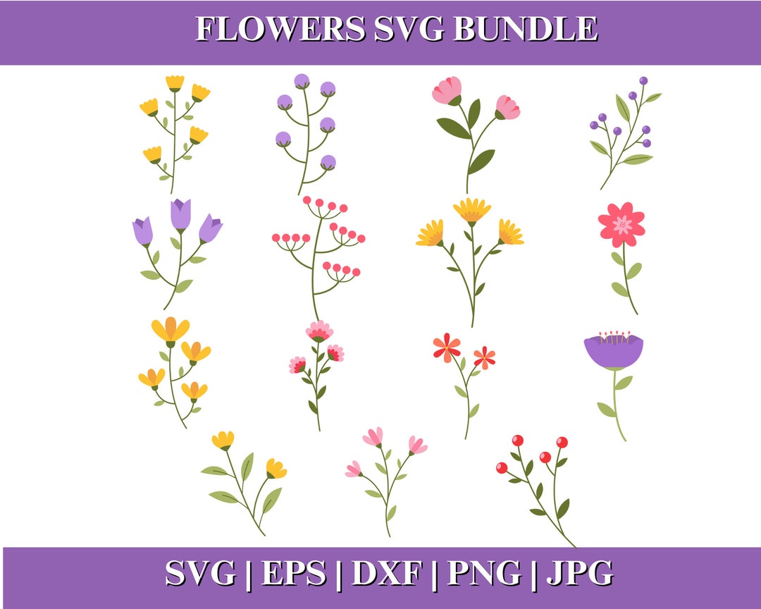 Flowers SVG Bundle, Botanical Designs, Simple Flower SVG Cricut ...