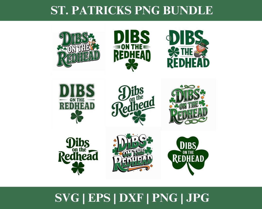 Dibs on the Red Head St. Patrick's Day Shamrock PNG Clipart Bundle, St ...