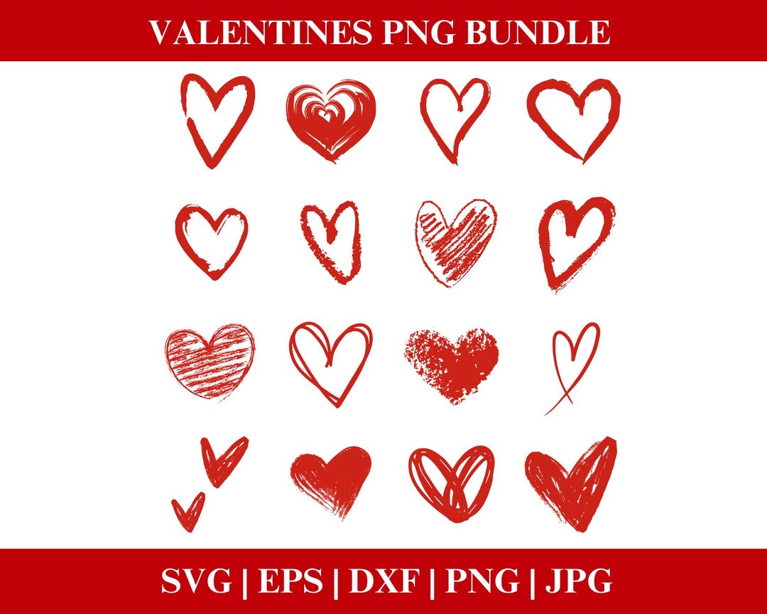 Hearts Valentines Day PNG Bundle, Valentines Heart PNG SVG Clipart ...