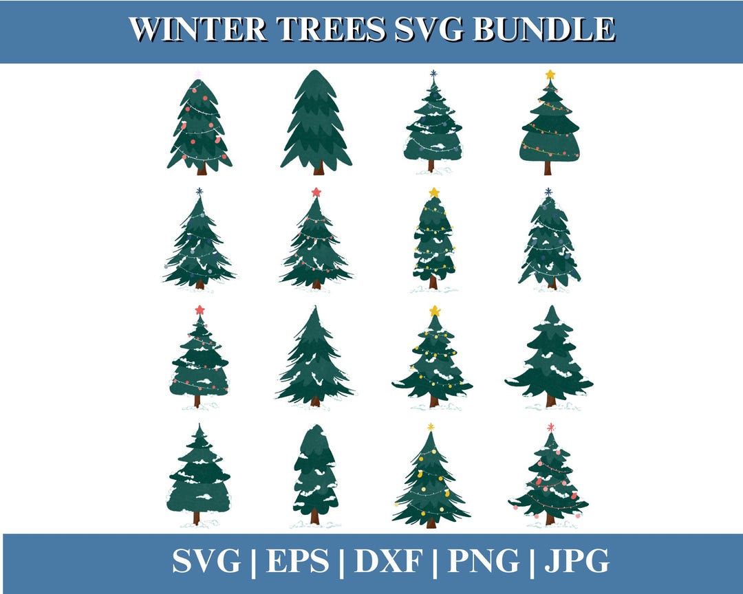 Winter Tree SVG Clipart, Watercolor Winter Scenery, Tree Landscape ...