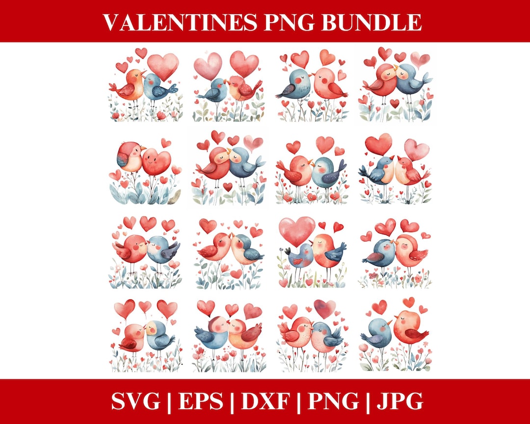Love Birds Valentines Day PNG Bundle, Love Birds PNG SVG Clipart ...