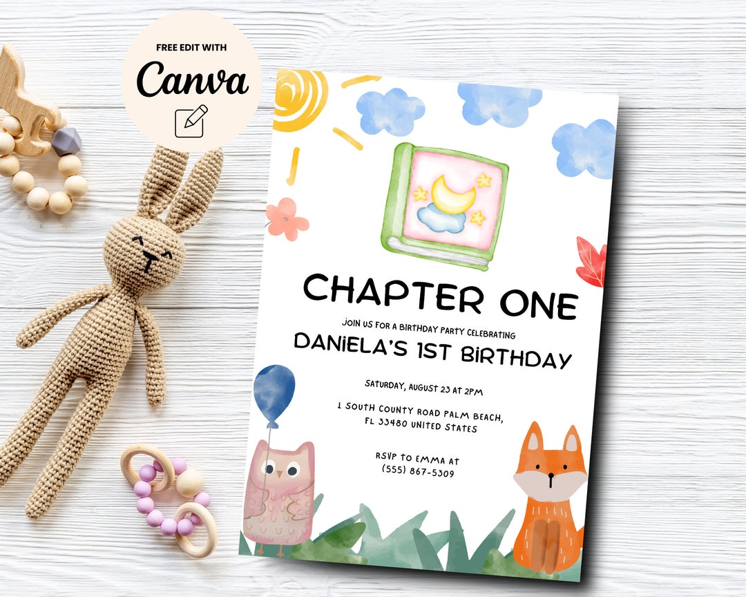 Storybook Birthday Invitation, Book Themed Birthday Party, Library ...