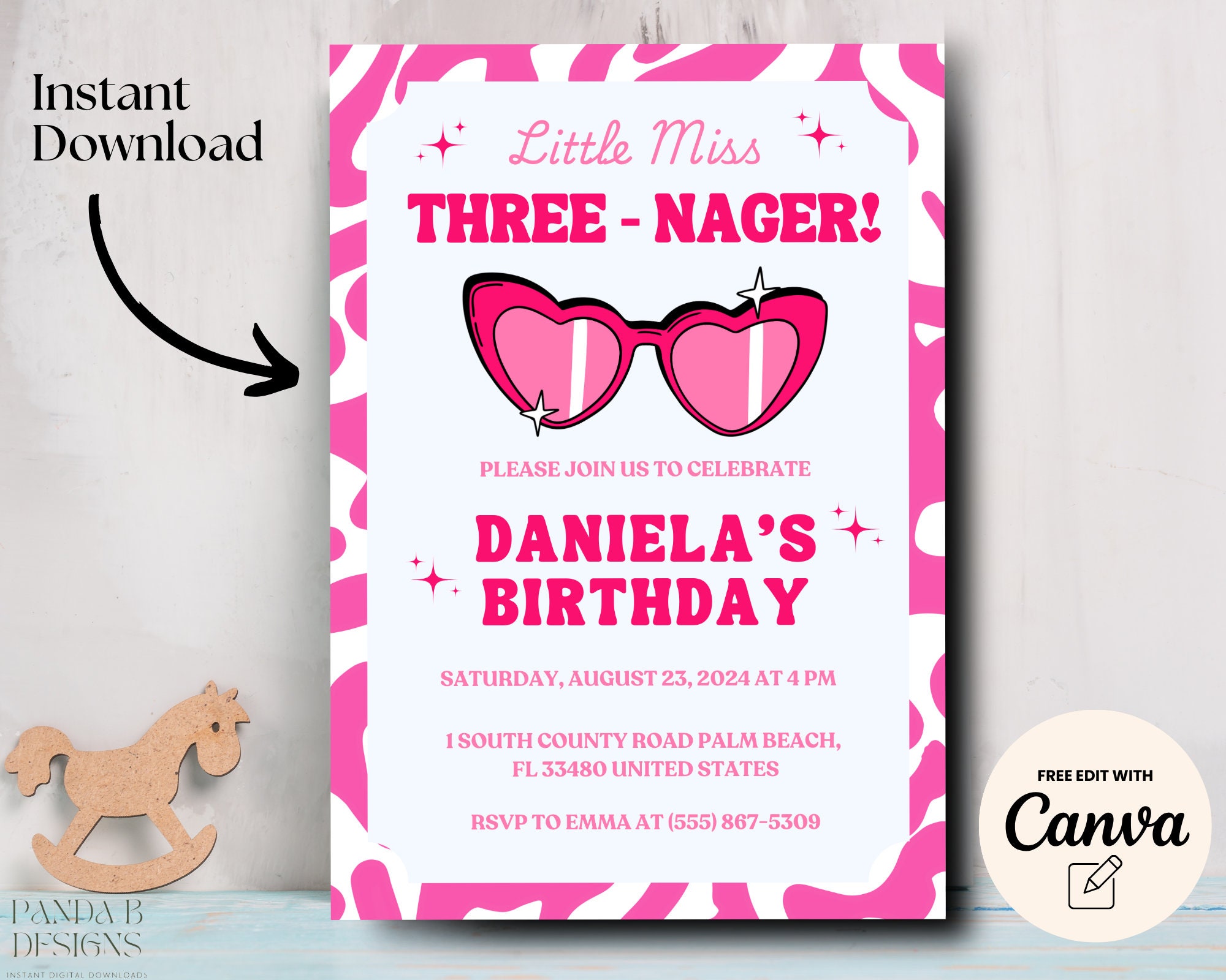 Threenager Digital Birthday Invitation, Third Digital Birthday Invite ...