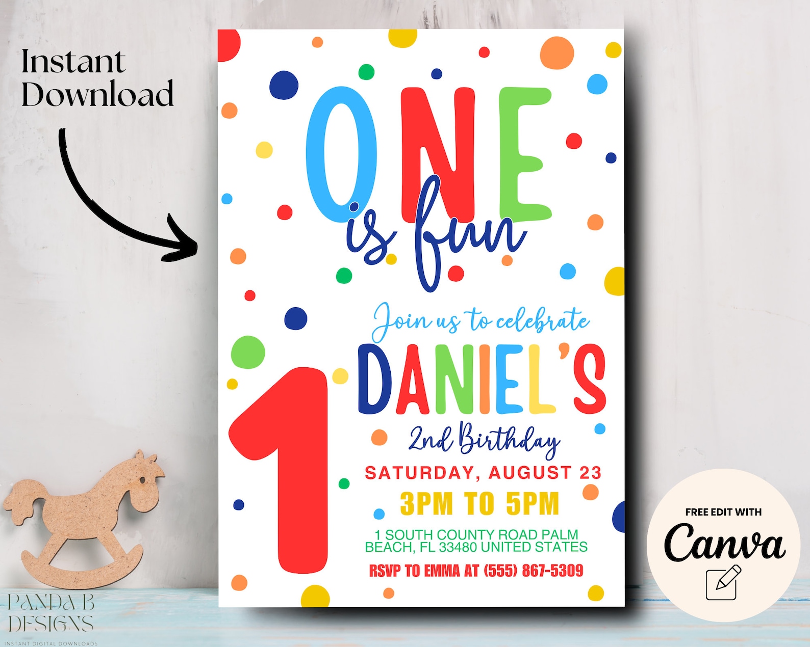 One is Fun 1st Birthday Invitation, Confetti 1st Birthday Invite ...