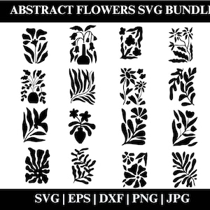 Abstract Flower SVG and PNG Bundle, Flower Silhouette PNG, Danish Retro ...