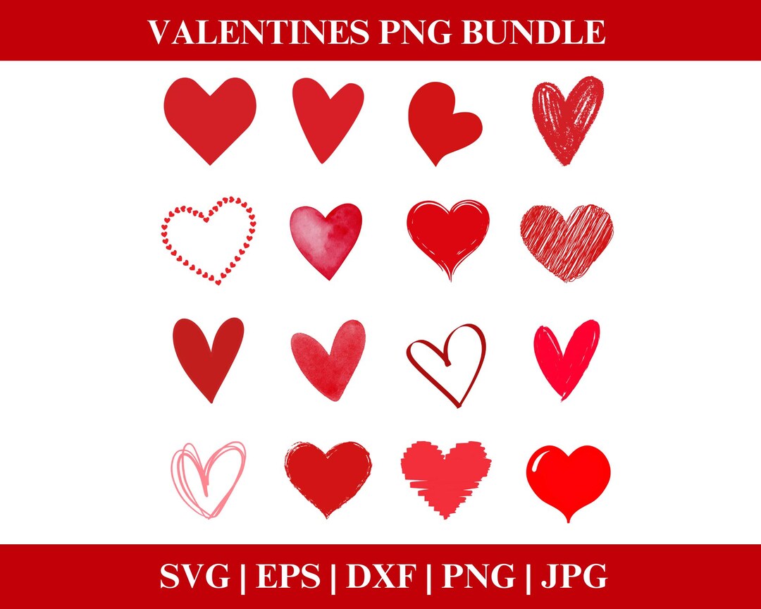 Hearts Valentines Day PNG Bundle, Valentines Heart PNG SVG Clipart ...