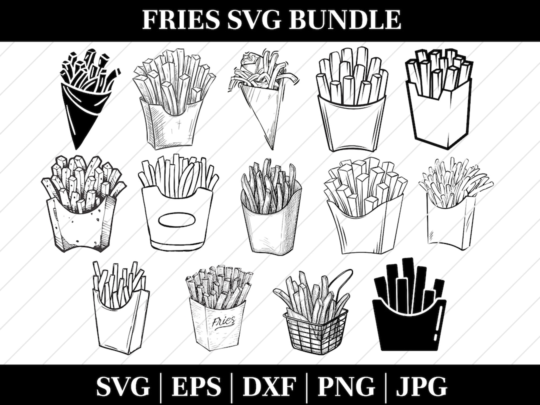 FRENCH FRIES SVG Bundle, Crisps Svg, Food Svg Bundle, Food Svg, Instant ...