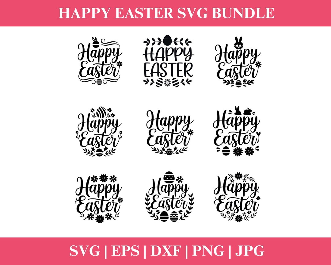 Happy Easter SVG Bundle, Easter SVG Clipart Bundle, Easter Bunny Svg ...