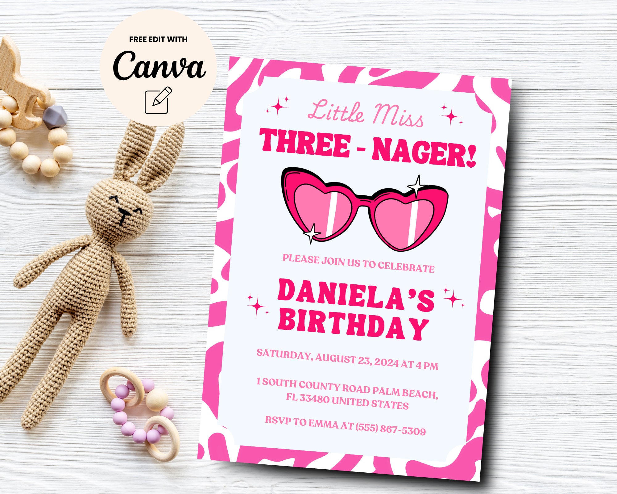 Threenager Digital Birthday Invitation, Third Digital Birthday Invite ...