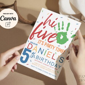 Hi-five 5th Birthday Invitation, Modern Party Invite, High Five ...