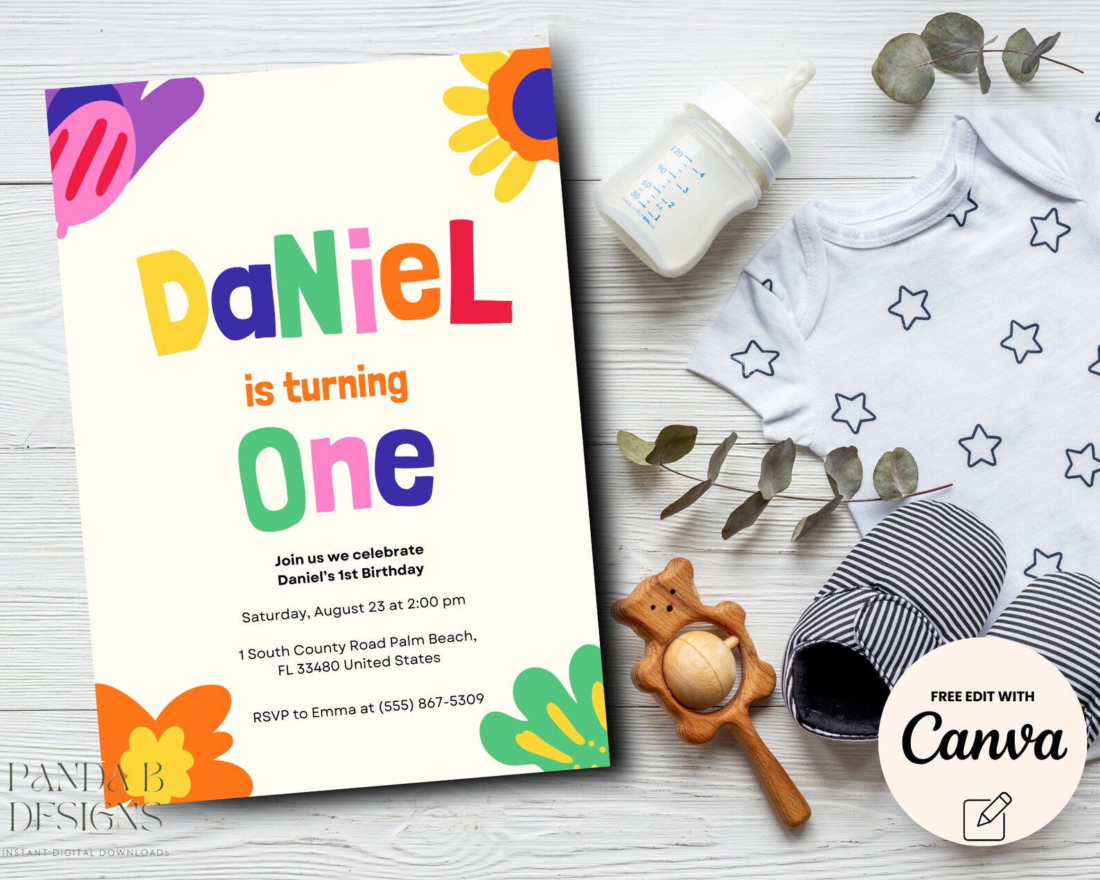 Kids Birthday Invitation, Custom Birthday Invitation, 1st Birthday ...