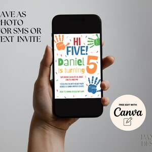 Hi-five 5th Birthday Invitation, Modern Party Invite, High Five ...