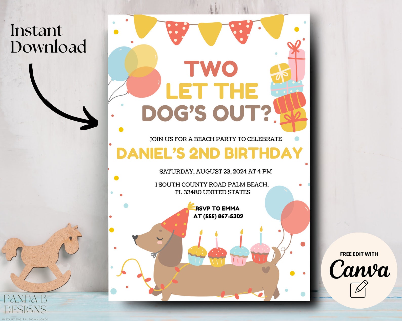 Dog 2nd Birthday Invitation, Two Let the Dogs Out Invite, Second ...