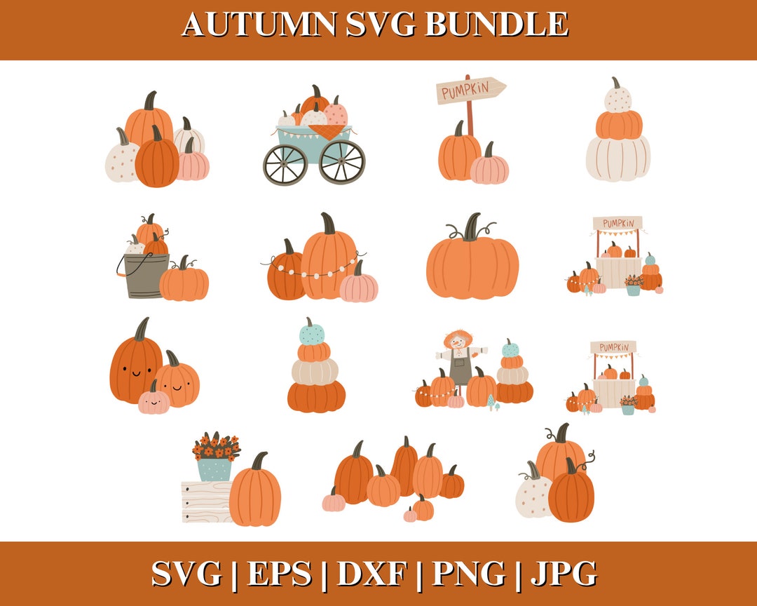 Pumpkins Clipart, Fall Pumpkin PNG, Pumpkin SVG, Fall Autumn Clipart ...