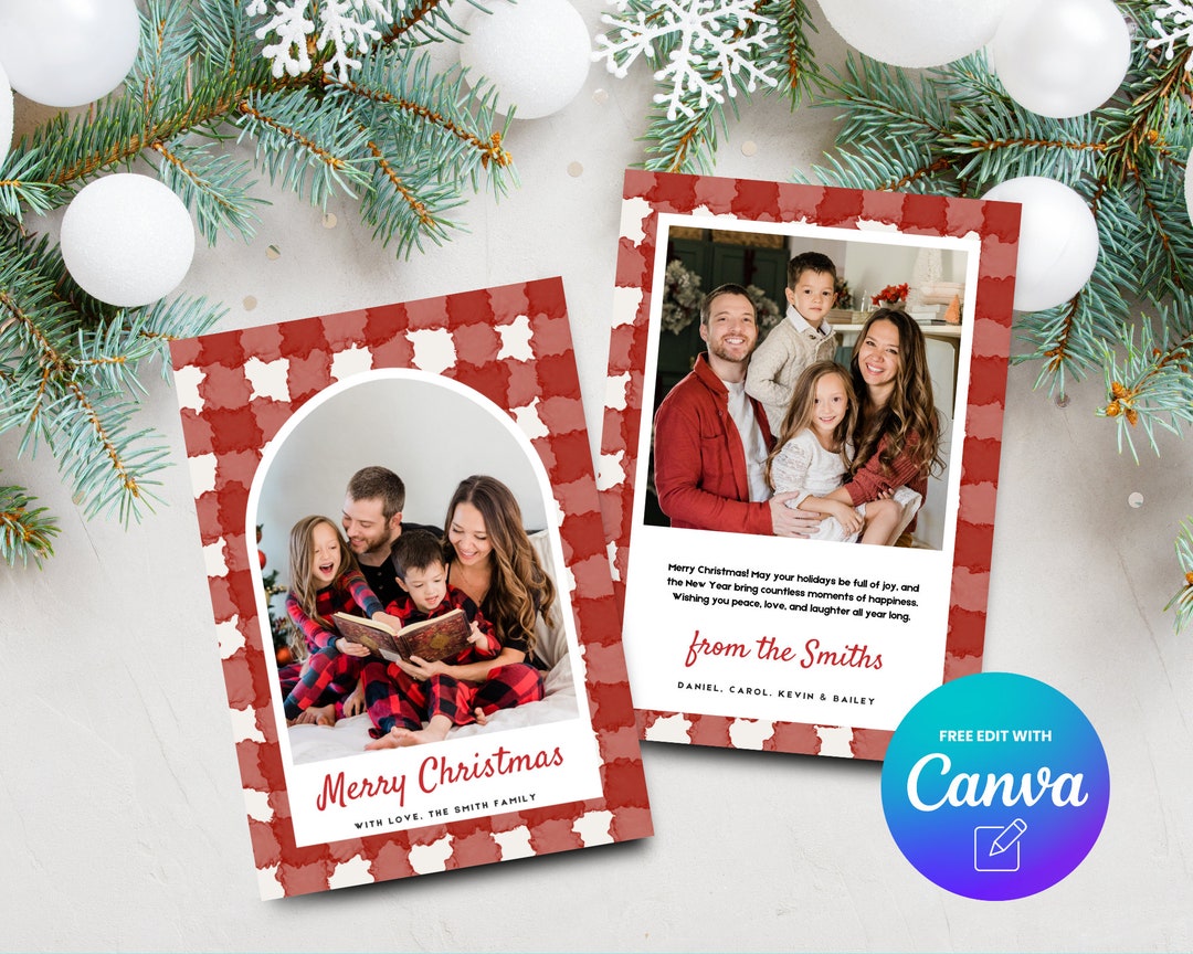 Editable Christmas Photo Card Template, Christmas Holiday Photocard ...