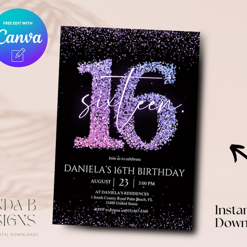 Sweet 16 Neon Cards - Etsy