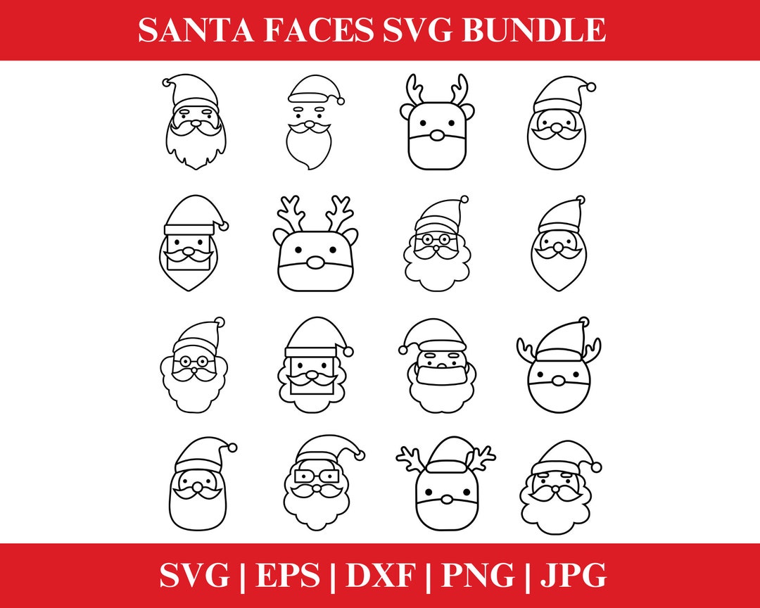 Santa Face SVG, Santa Claus SVG, Christmas SVG, Reindeer Face, Reindeer ...