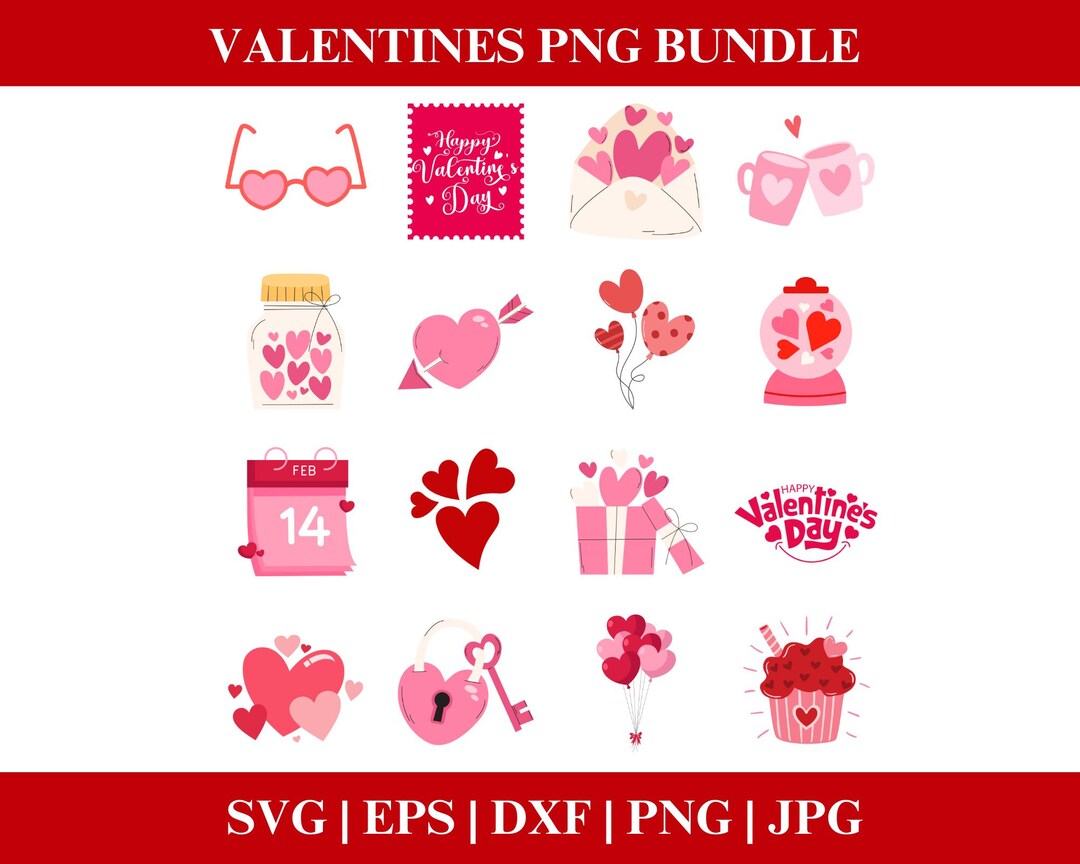 Valentines Day PNG Cliparts Bundle, Valentines Day PNG SVG Clipart ...