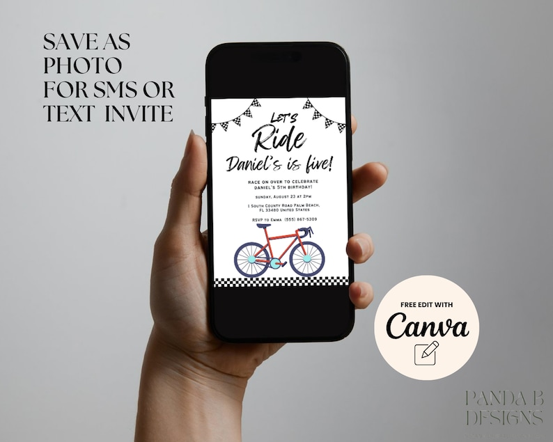 Bicycle Birthday Invitation Template, Editable Bike Let's Ride Birthday ...