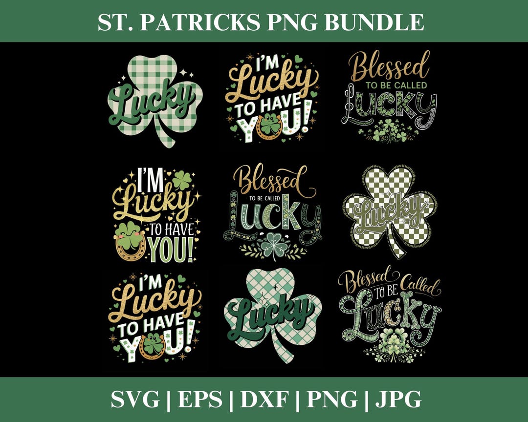 Lucky PNG Clipart Bundle, St. Patrick's Day PNG SVG Clipart, Blessed to ...