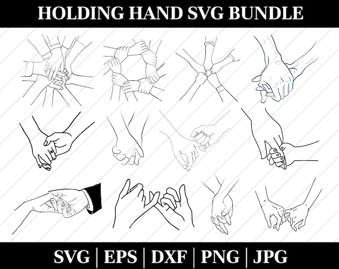 Custom Holding Hands SVG Bundle: Valentine's Day Couple Cut Files ...