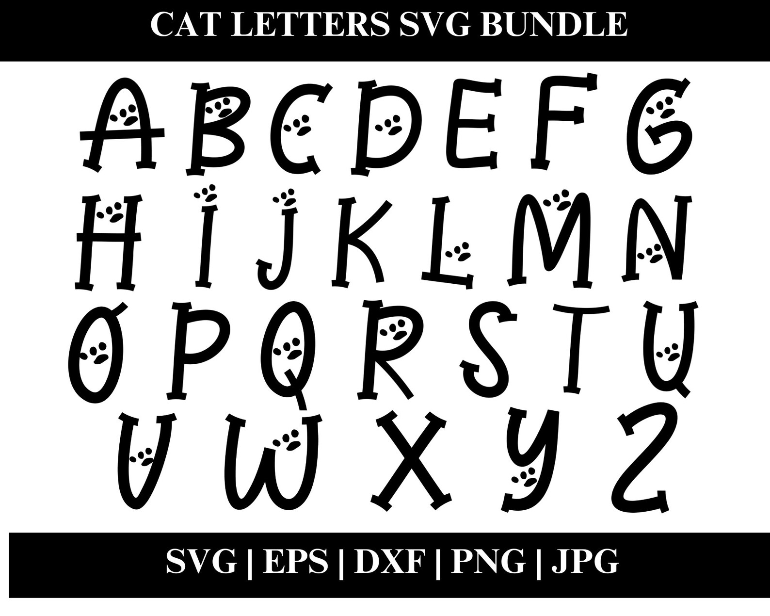 Paw Prints Alphabet Letters SVG, Paw Alphabet, Animal Letters Clipart ...
