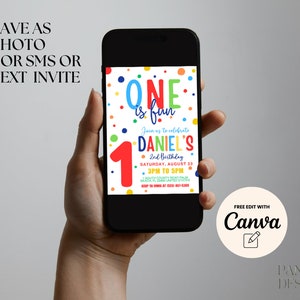 One is Fun 1st Birthday Invitation, Confetti 1st Birthday Invite ...