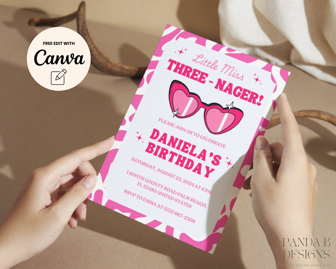 Threenager Digital Birthday Invitation, Third Digital Birthday Invite ...