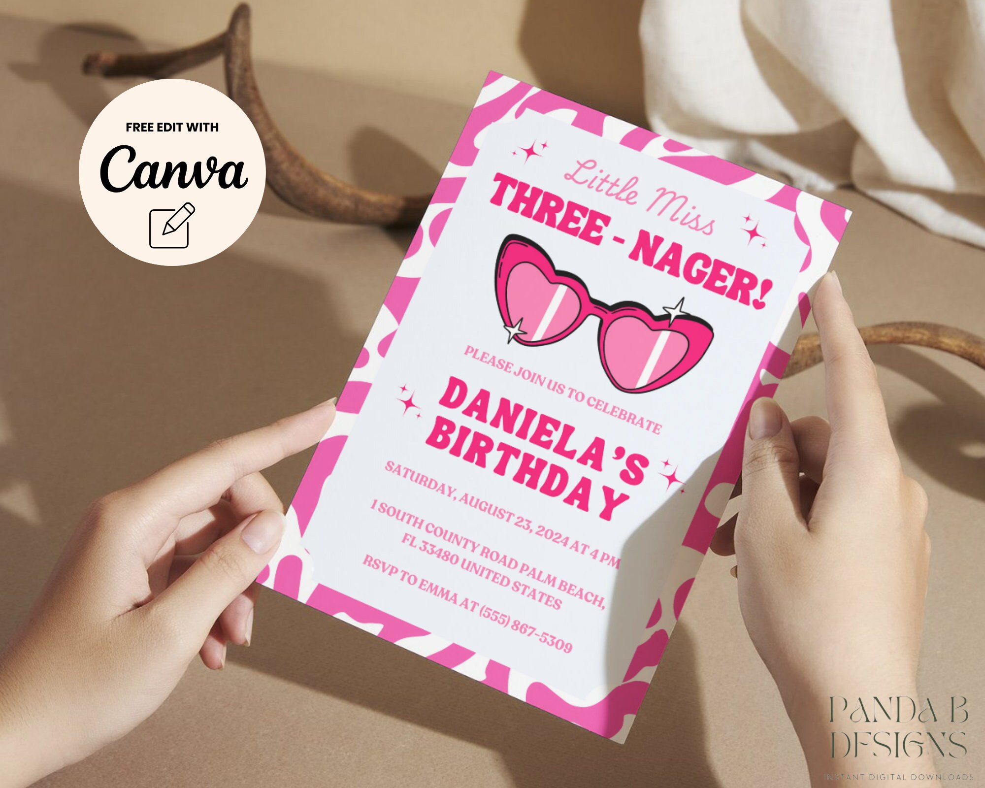 Threenager Digital Birthday Invitation, Third Digital Birthday Invite ...