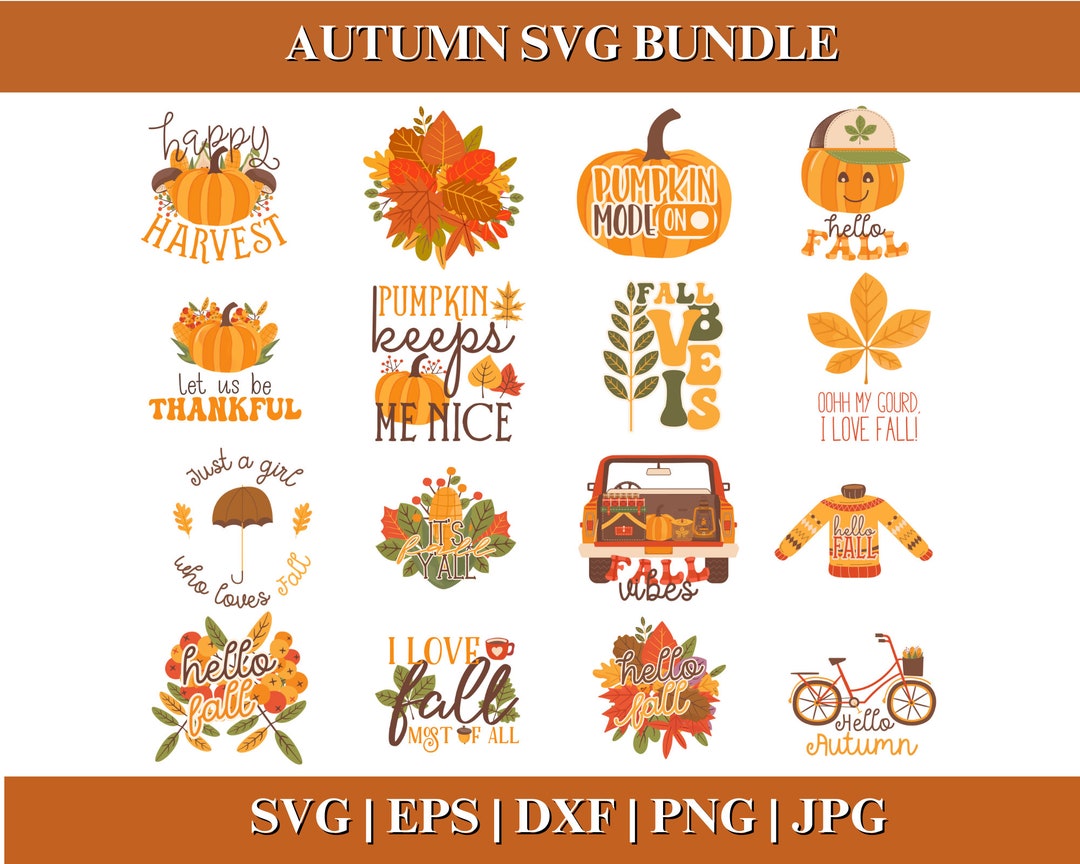 Autumn SVG Bundle, Fall Autumn Clipart Bundle, Fall Bundle PNG, Maple ...