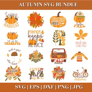 Autumn SVG Bundle, Fall Autumn Clipart Bundle, Fall Bundle PNG, Maple ...