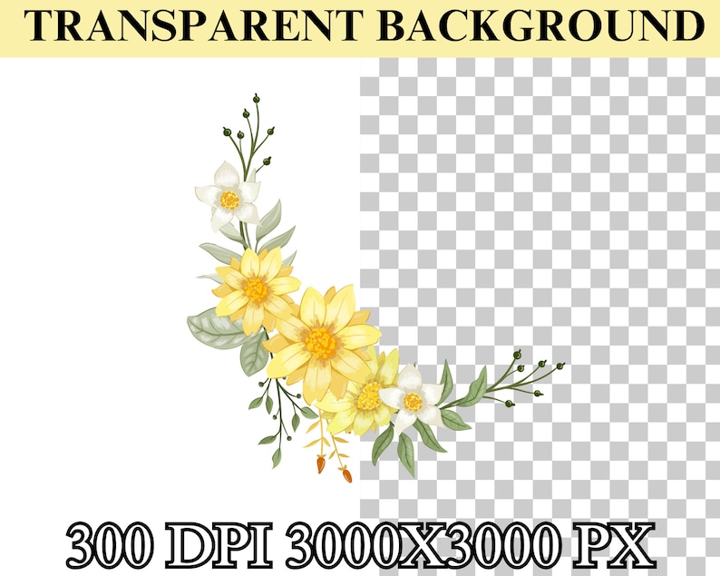 Yellow Flower Frame SVG Bundle, Yellow Flowers SVG, Watercolor Flowers ...