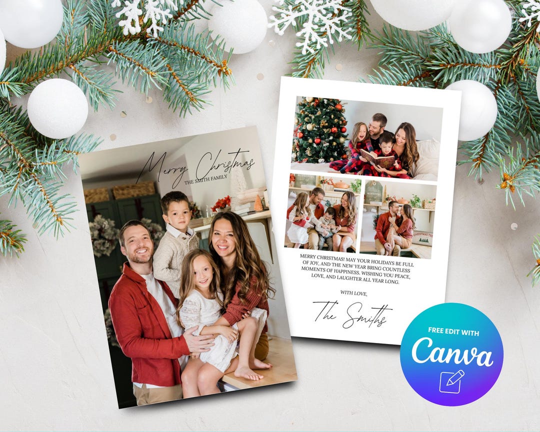 Christmas Cards With Photos, Minimalist Christmas Photo Cards, Holiday ...