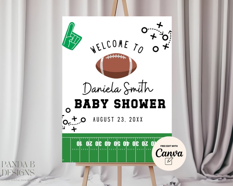 Baby Shower Welcome Sign Football Theme, Little All-star Theme Shower ...