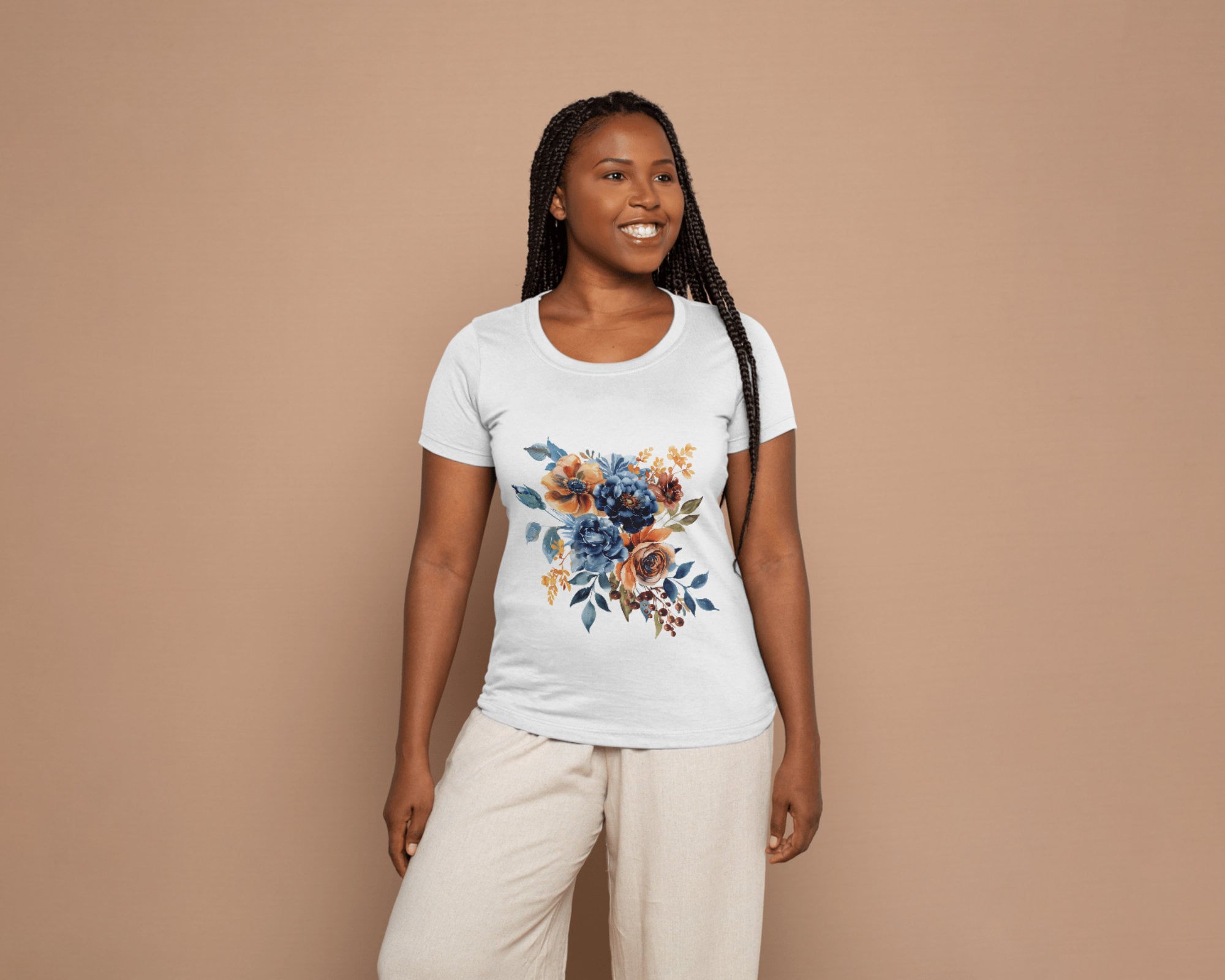 Indigo and Rust Flower Clipart SVG Bundle for Cricut, Watercolor ...