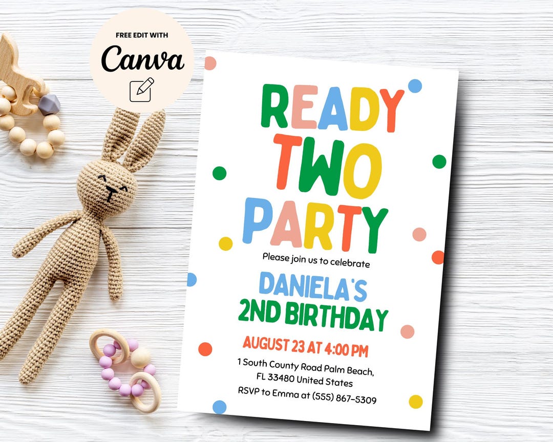 Ready Two Party 2nd Birthday, Confetti Birthday Party, Retro 2nd ...