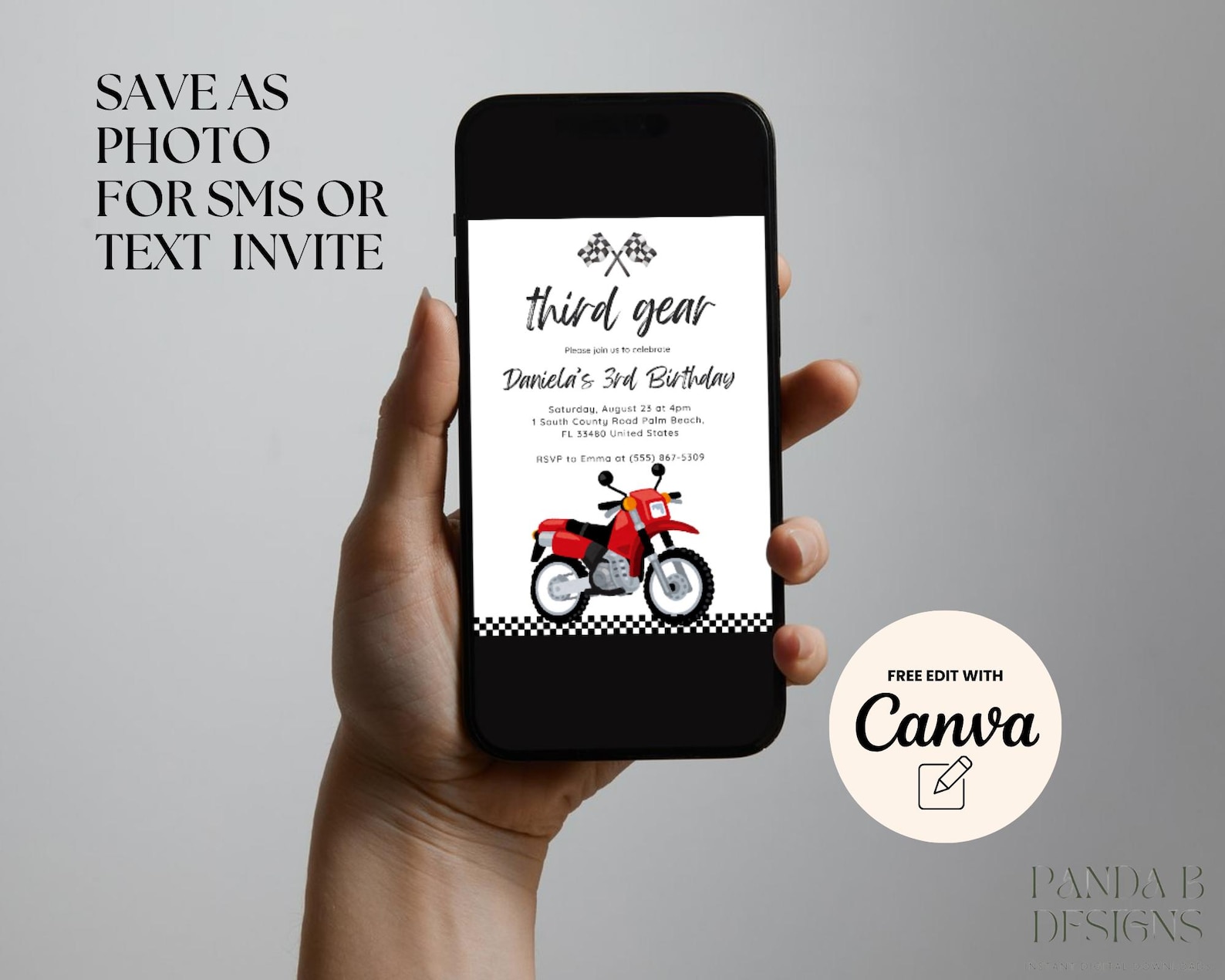 Dirt Bike 3rd Birthday Invitation, Third Gear 3rd Birthday Invite, Boy ...