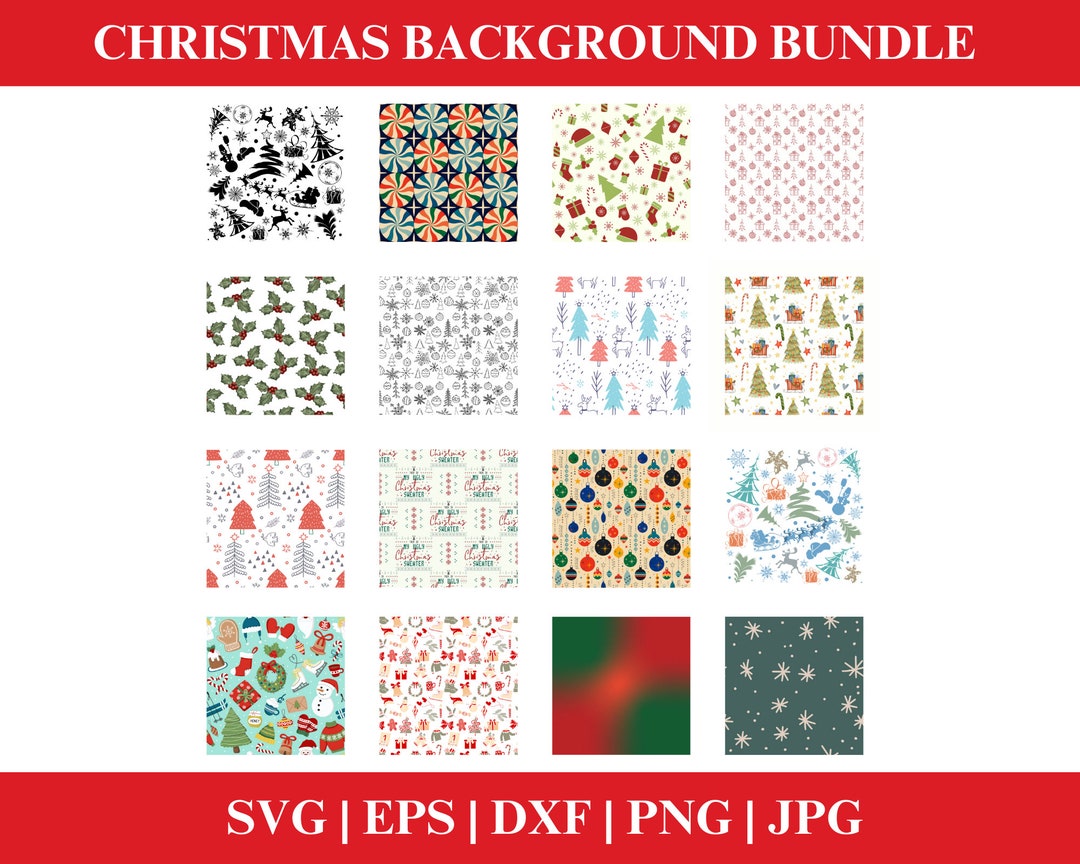 Christmas Background SVG Bundle, CHRISTMAS Pattern Clipart, Christmas ...