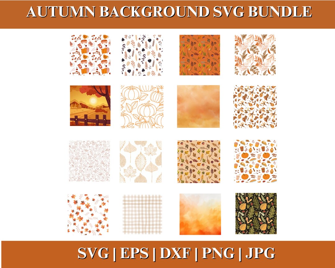 Autumn Background PNG SVG, Printable Paper, Fall Leaf Clipart PNG ...