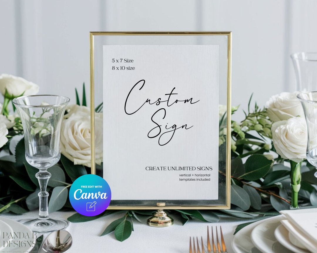 Custom Wedding Sign Template, Editable Table Sign, Modern Design ...