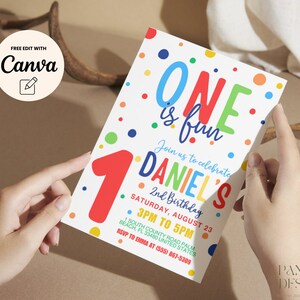 One is Fun 1st Birthday Invitation, Confetti 1st Birthday Invite ...