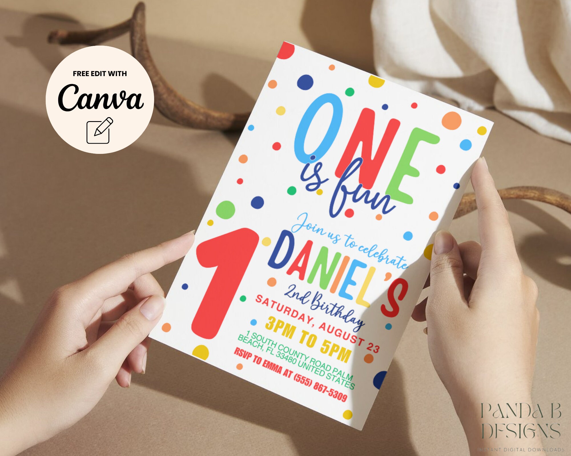 One is Fun 1st Birthday Invitation, Confetti 1st Birthday Invite ...