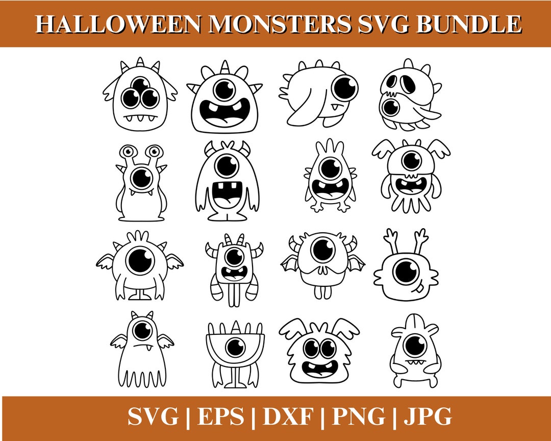 HALLOWEEN MONSTERS SVG, Cute Monsters Svg, Halloween Silhouette Svg ...