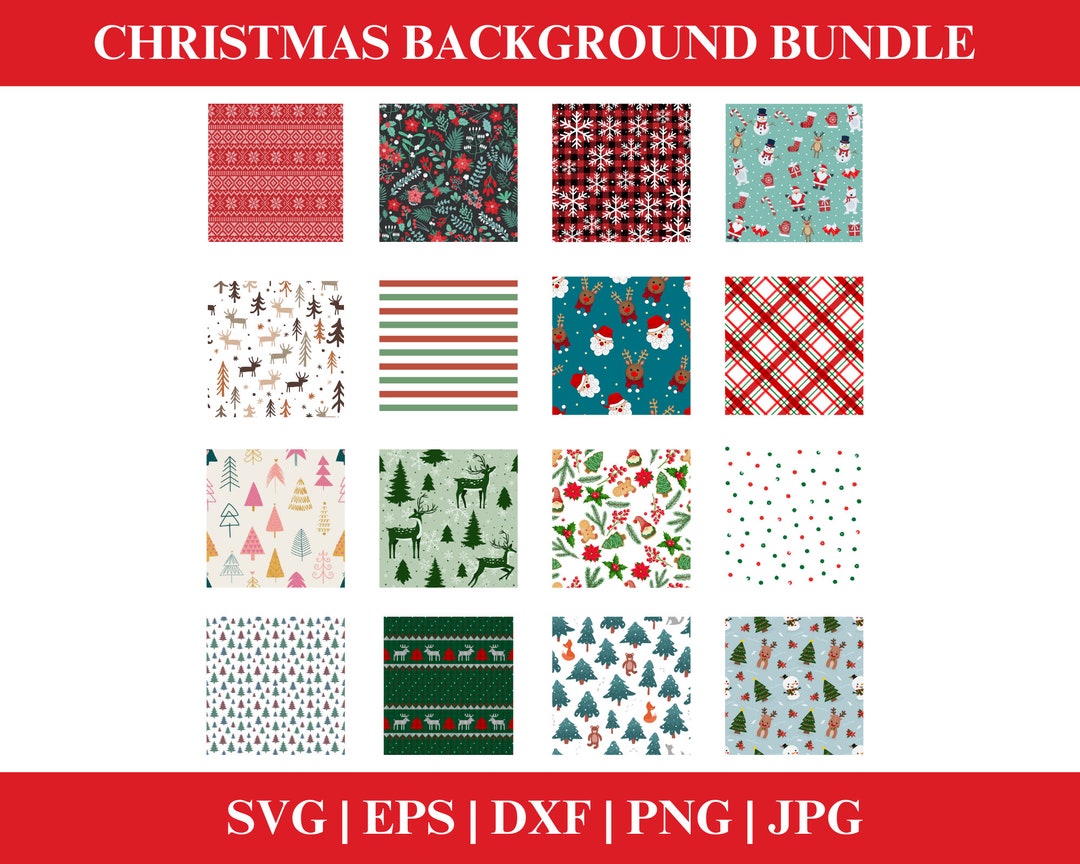 Christmas Background SVG Bundle, CHRISTMAS Pattern Clipart, Christmas ...