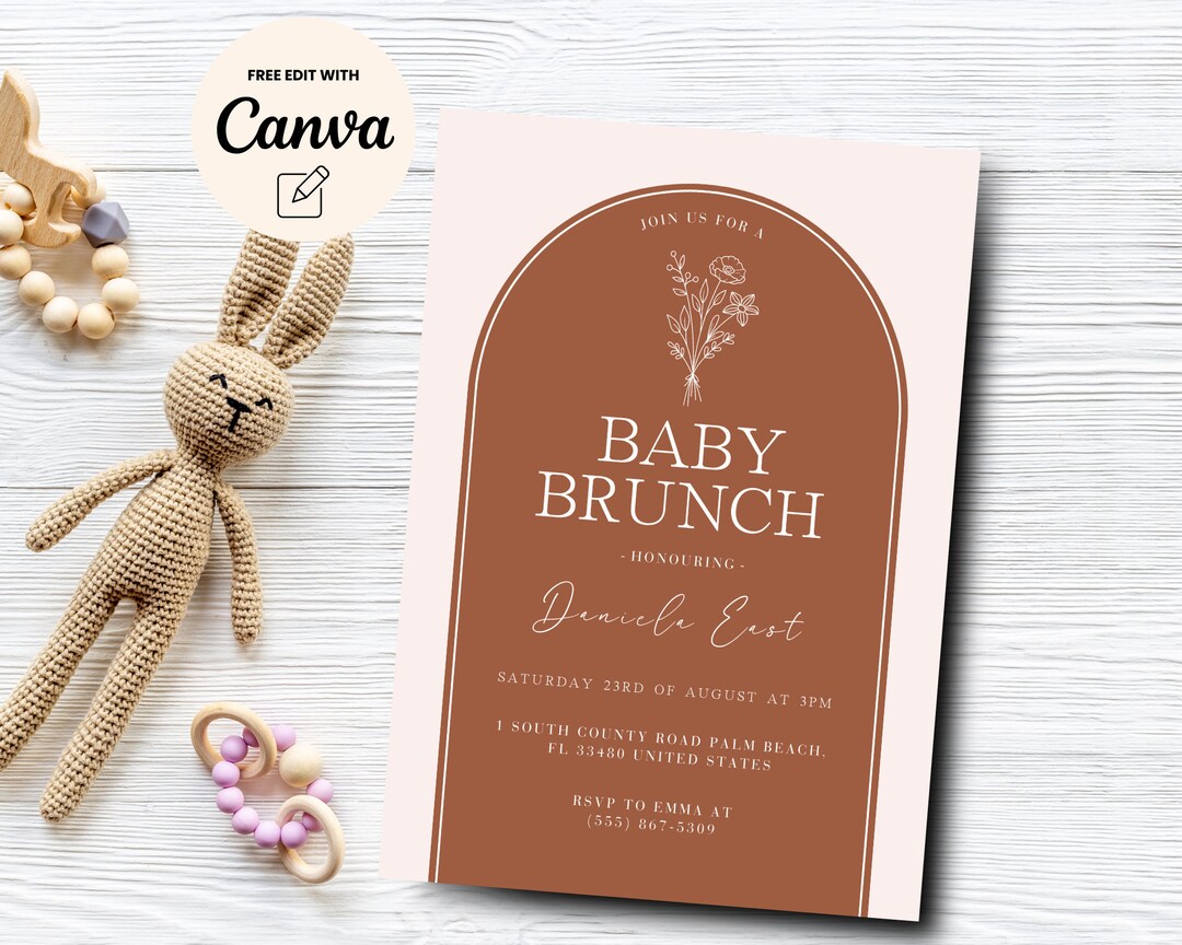 Rust Baby Shower Invitation, Floral Baby Brunch, Gender Neutral Baby ...