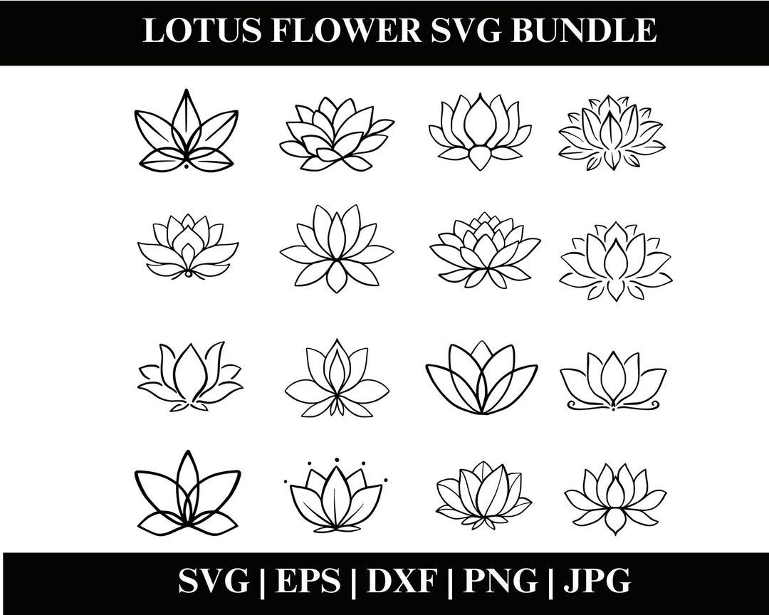 Lotus SVG Bundle, Lotus Clipart, Lotus Vector PNG, Lotus Cricut, Lotus ...
