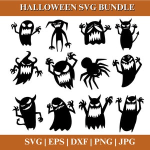 HALLOWEEN MONSTERS SVG, Shadow Monsters Svg, Halloween Silhouette Svg ...