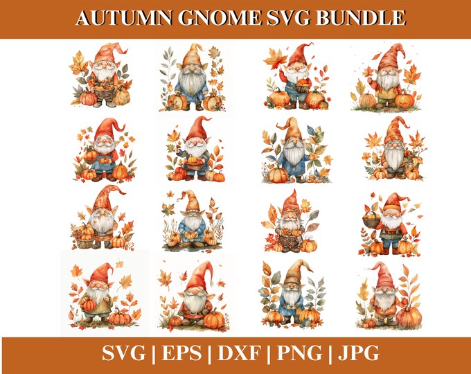 Fall Gnome Clipart Bundle: Watercolor Autumn Gnomes (PNG) - Etsy Canada