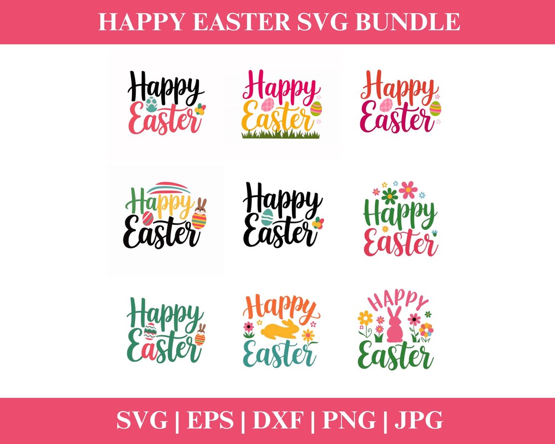 Happy Easter SVG Bundle, Easter SVG Clipart Bundle, Easter Bunny Svg ...