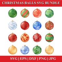 Christmas Ornament Watercolor Clipart, Traditional Holiday Christmas ...